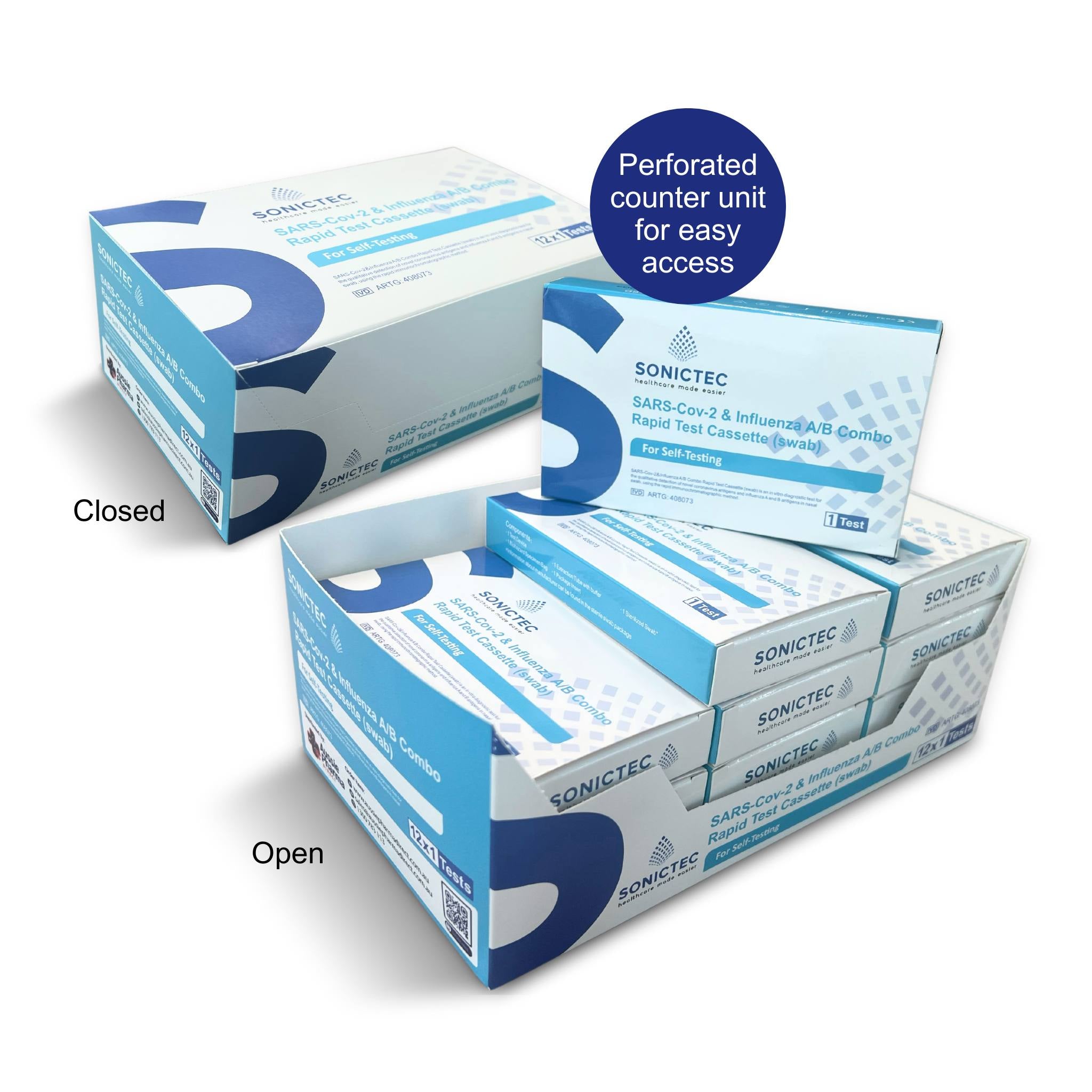 Sonictec Influenza A/B & COVID-19 Combo Rapid Test (Nasal Swab ...