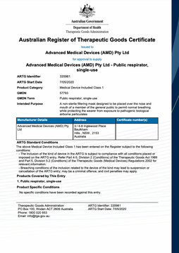 AMD P2 Nano-tech Respirators Certificates & Reports – Aussie Pharma Direct