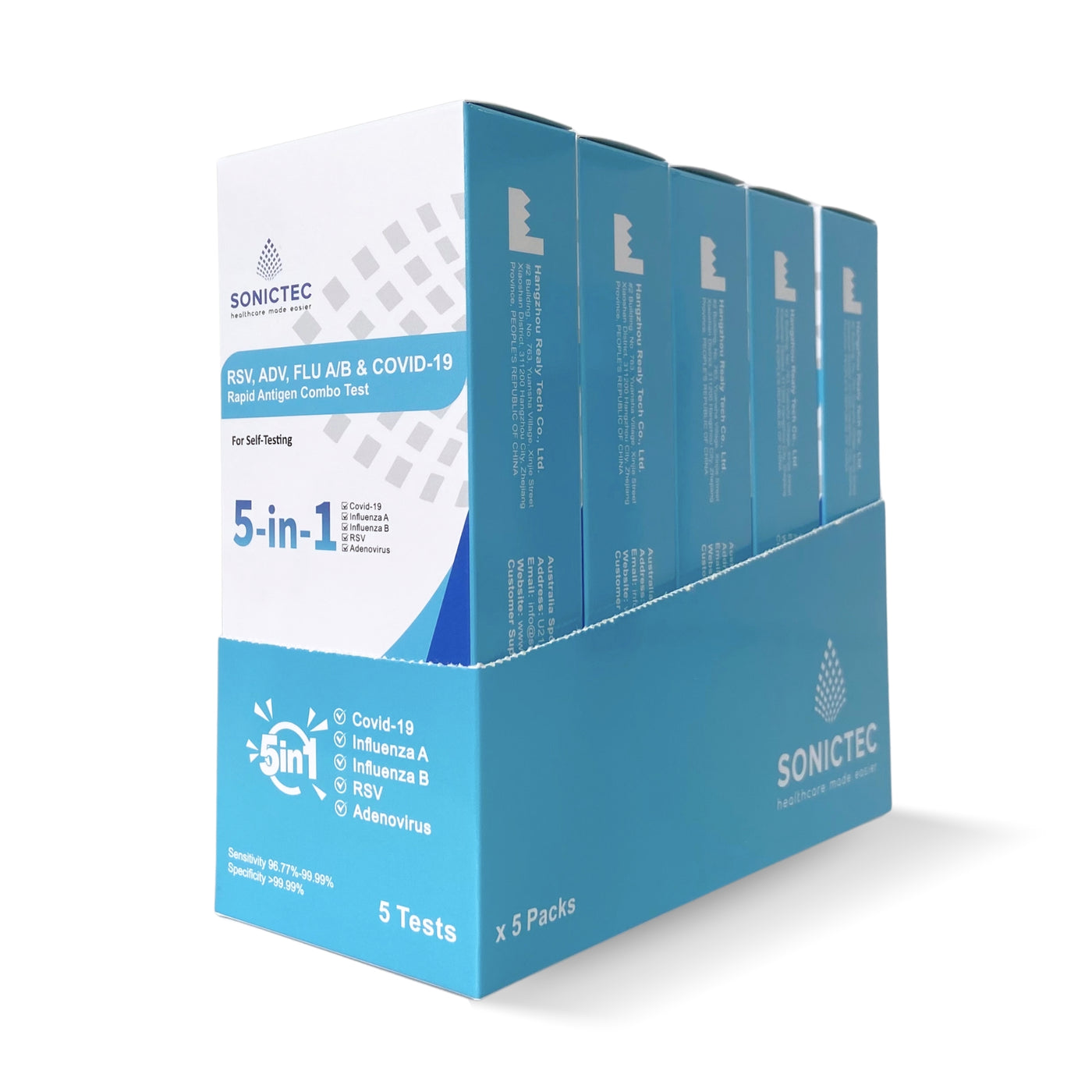 Sonictec 5-in-1 Rapid Test (AdV, RSV, Flu A/B & COVID) – Aussie Pharma ...