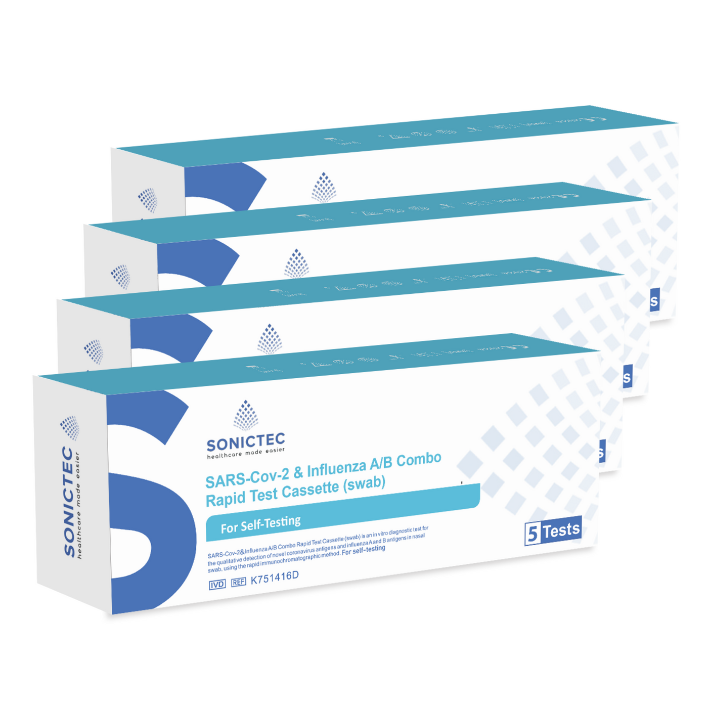 Sonictec Influenza A/B & COVID-19 Combo Rapid Test (Nasal Swab ...