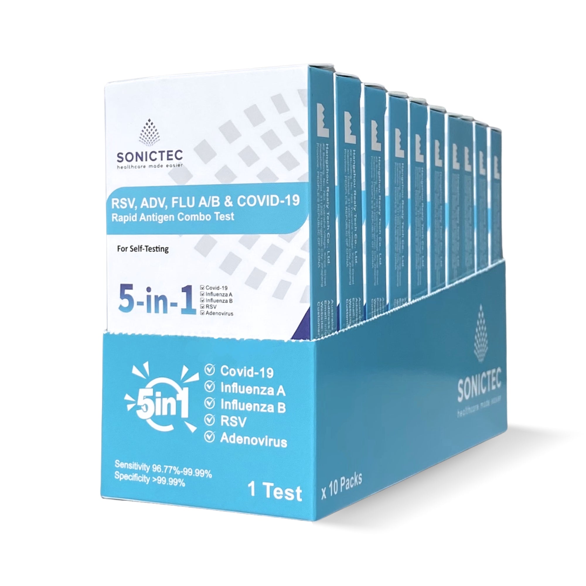 Sonictec 5-in-1 Rapid Test (AdV, RSV, Flu A/B & COVID) – Aussie Pharma ...