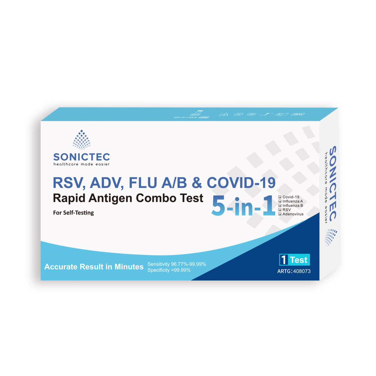 Sonictec 5-in-1 Rapid Antigen Test (AdV, RSV, Flu A/B & Covid-19 ...