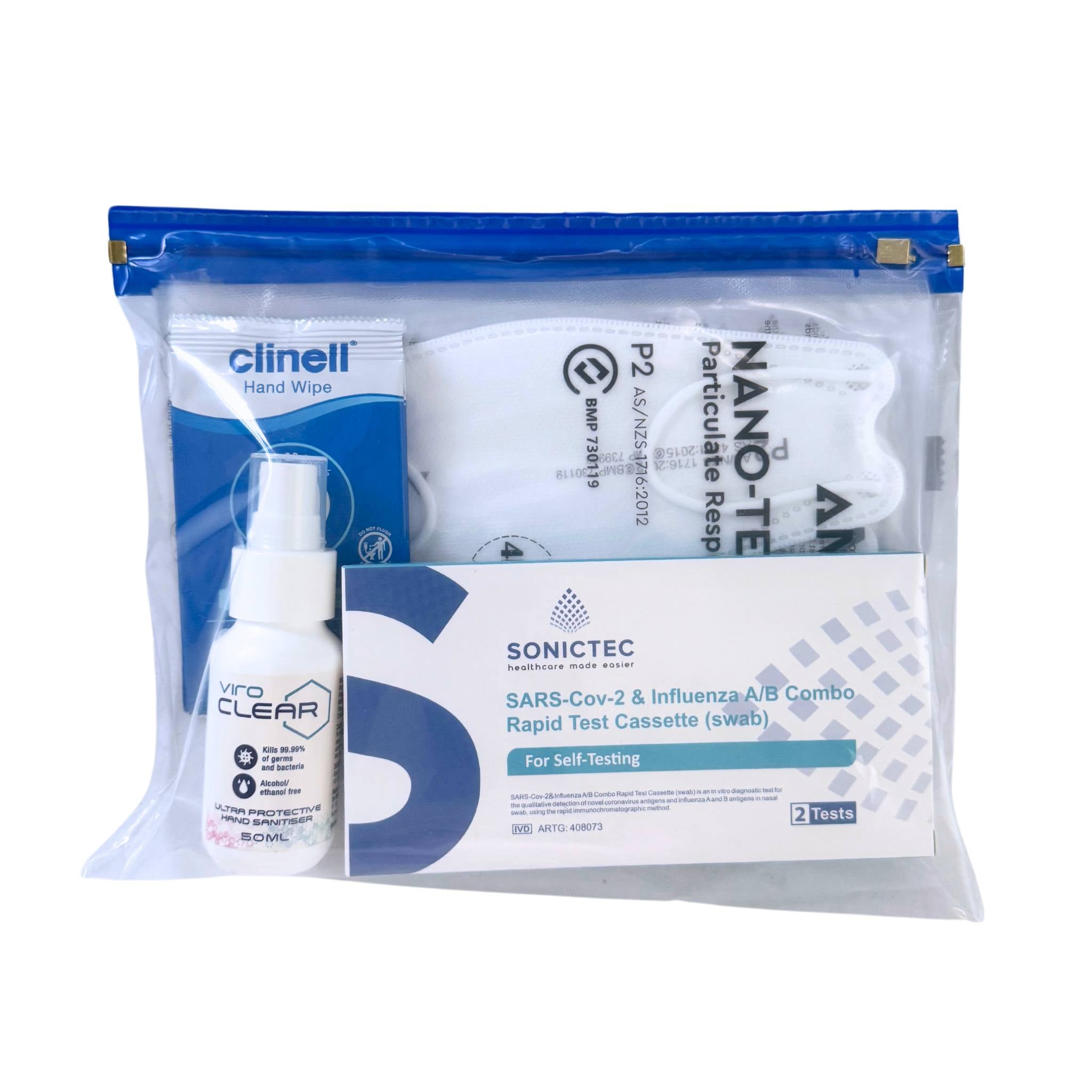 Travel Safe Pack (Small): P2 Masks, Hand Sanitiser, Wipes, RATs ...
