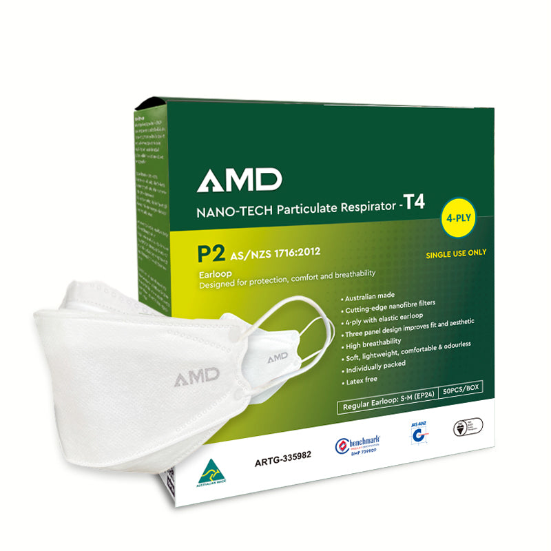 AMD P2 Nano-tech Mask White EP24 Earloop Box 50 - inc delivery